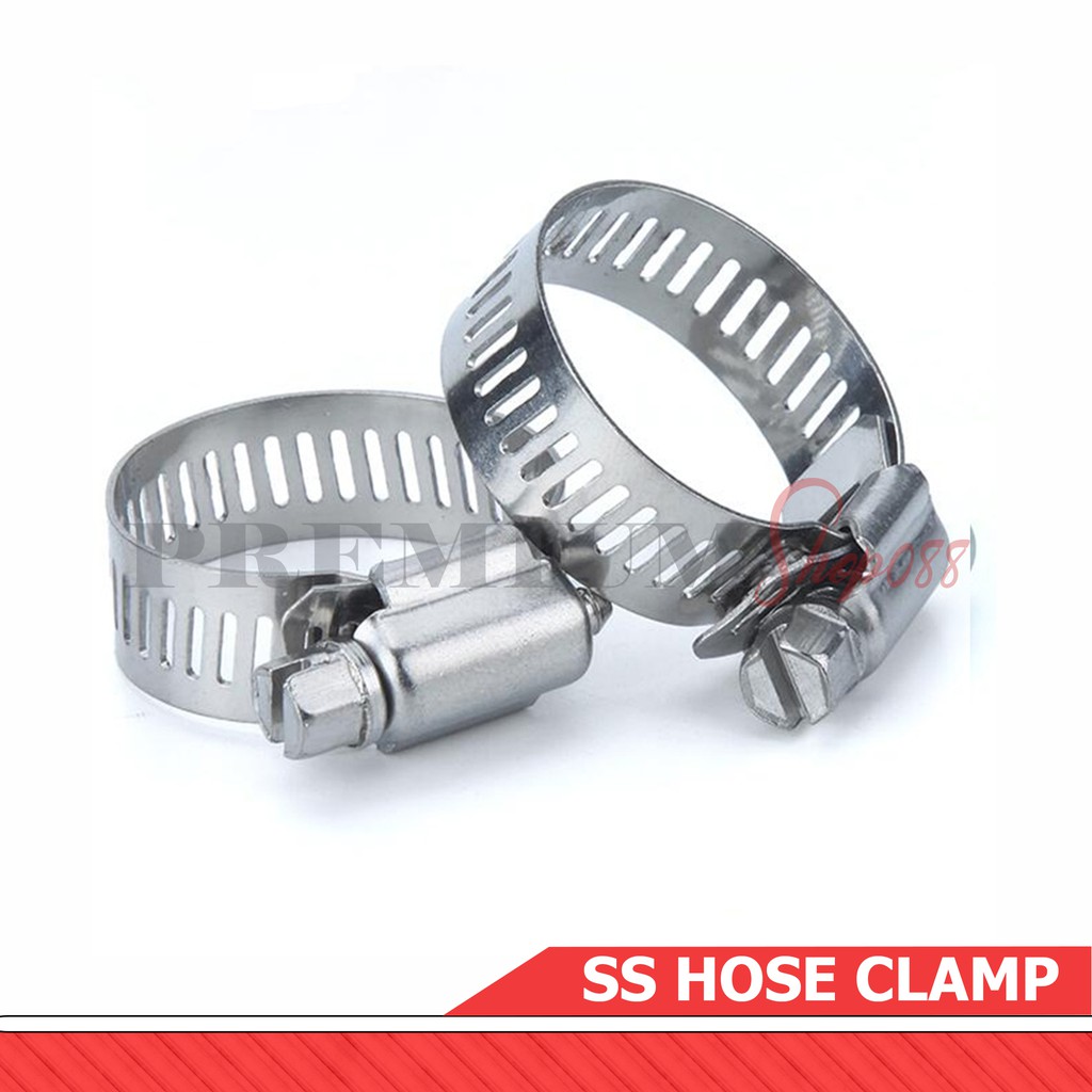 Stainless Steel Hose Clamp SS Clip 3/8 1/2 5/8 3/4 7/8 1 2 3 4 5 6 ...