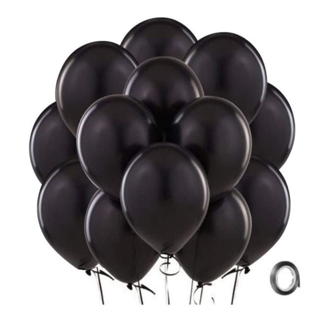 100 Pieces Metallic Latex Party Balloon Black 12 Inches | Shopee ...