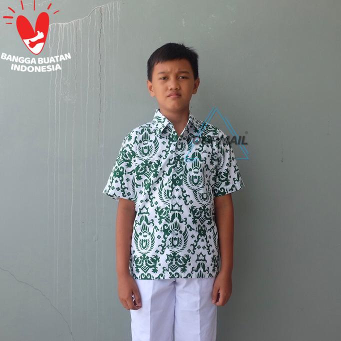 Garuda Batik Uniform Short Green Sd / Mi / Tk / Paud | Shopee Philippines
