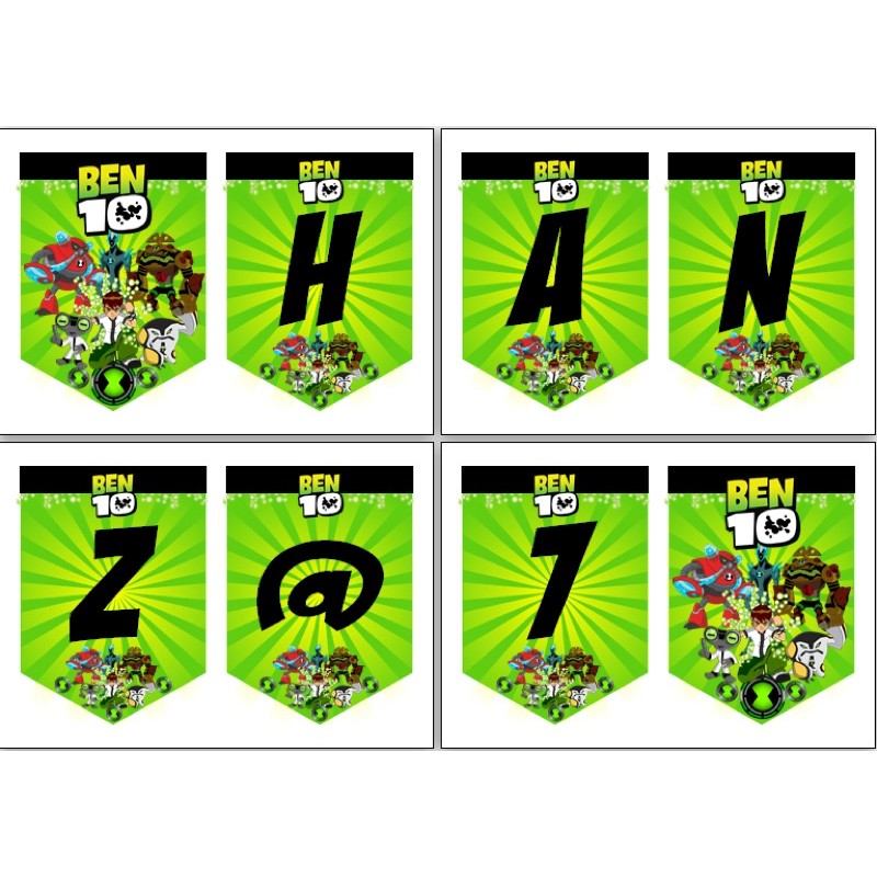 BEN10 Name Banner Banderitas Flaglets Buntings (SOLD PER FLAG/PIECE ...