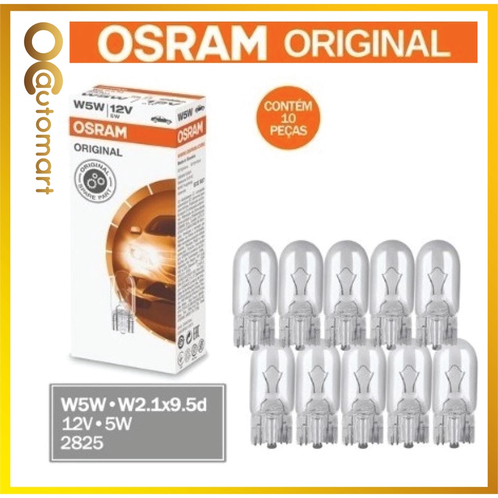 OSRAM 2825 (4090) W5W 12V 5W W2.1X9.5d T10 Auto Bulbs (10pcs) | Shopee ...