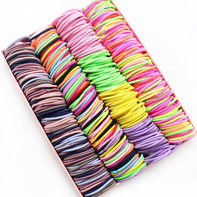 New 100PCS/Lot Girls Candy Colors Nylon 3CM Rubber Bands Children Safe ...