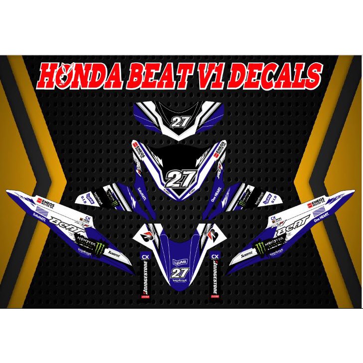 Decals, Sticker, Motorcycle Decals for Honda Beat, FI, V1 007,eneos ...