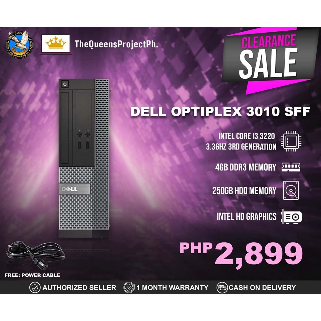 Computer Desktop DELL 3010 SFF Intel Core i3 3220 3.20Ghz 4gb 250gb (3rd generation) | Shopee ...