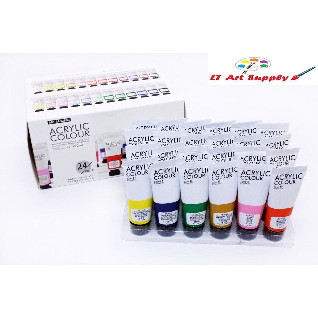 Art Rangers Acrylic Colors Paint Set 24 Colors 22 ml Acrylic (18 ...