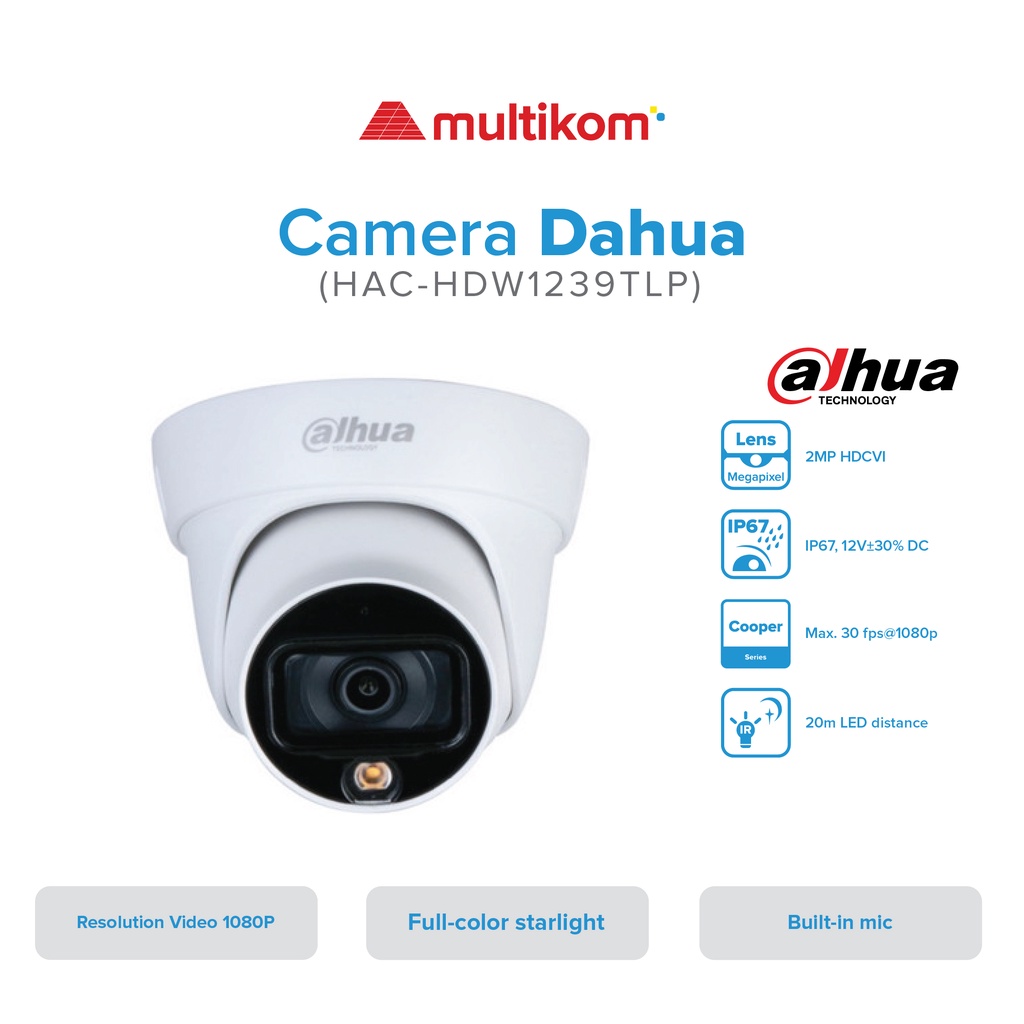 Dahua DH-HAC-HDW1239TLP-LED HDCVI FULL COLOR 2MP INDOOR CAMERA | Shopee ...