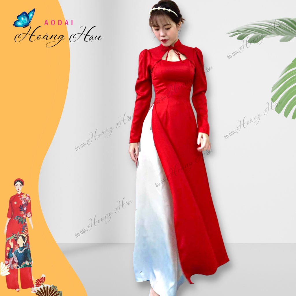 Renovated Ao Dai for Women with Puff Sleeves and Bow Tie, FREE ...