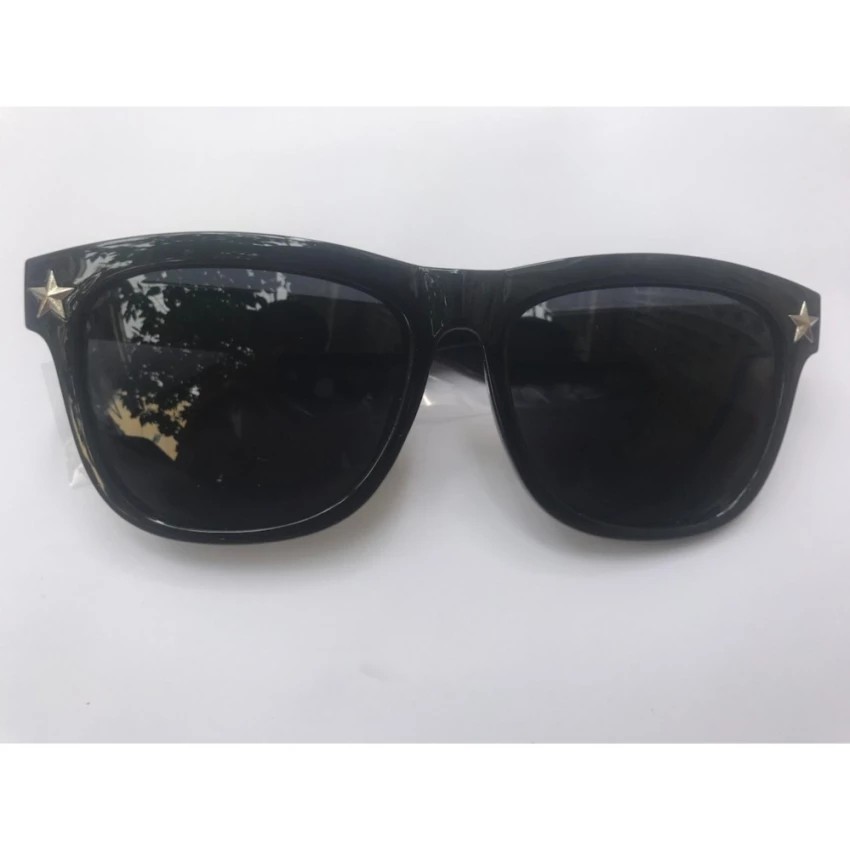 Women's fashion sunglasses with moss green and gray eyes, black plastic ...