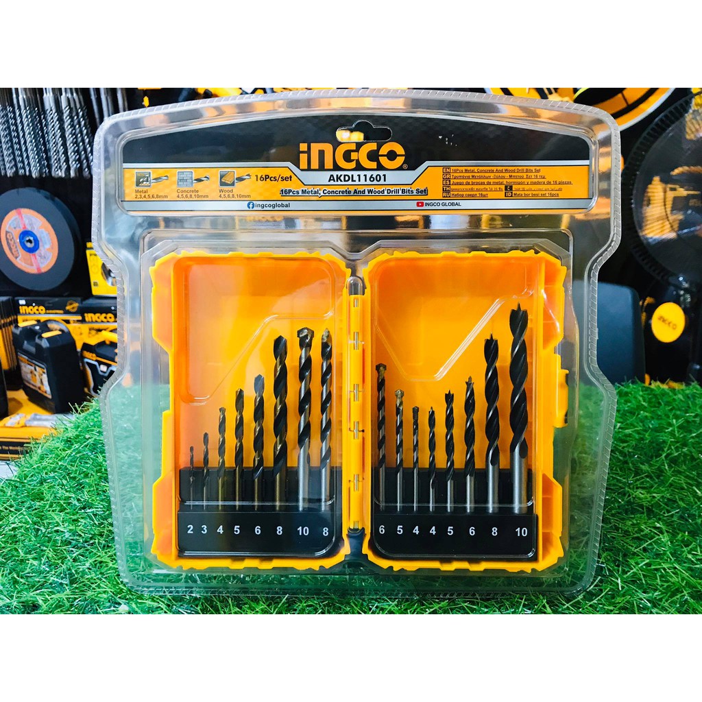 Ingco 16PCS Metal Concrete And Wood Drill Bit Set AKDL11601* MERVILLE ...