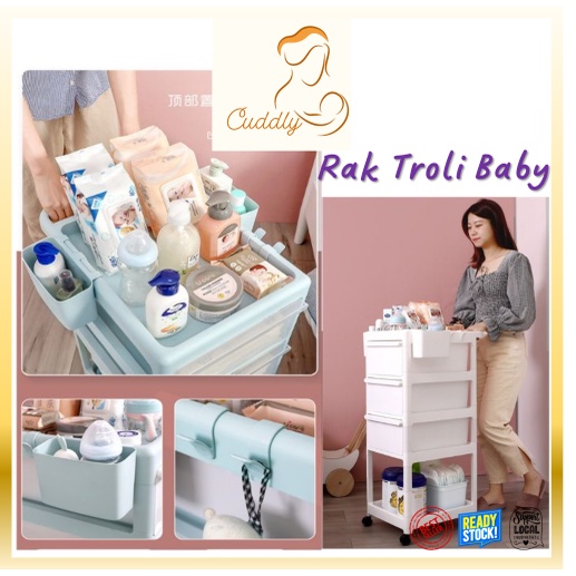 [FOUR TIER] rak baby troli trolley baby laci baju baby troly rack troli ...
