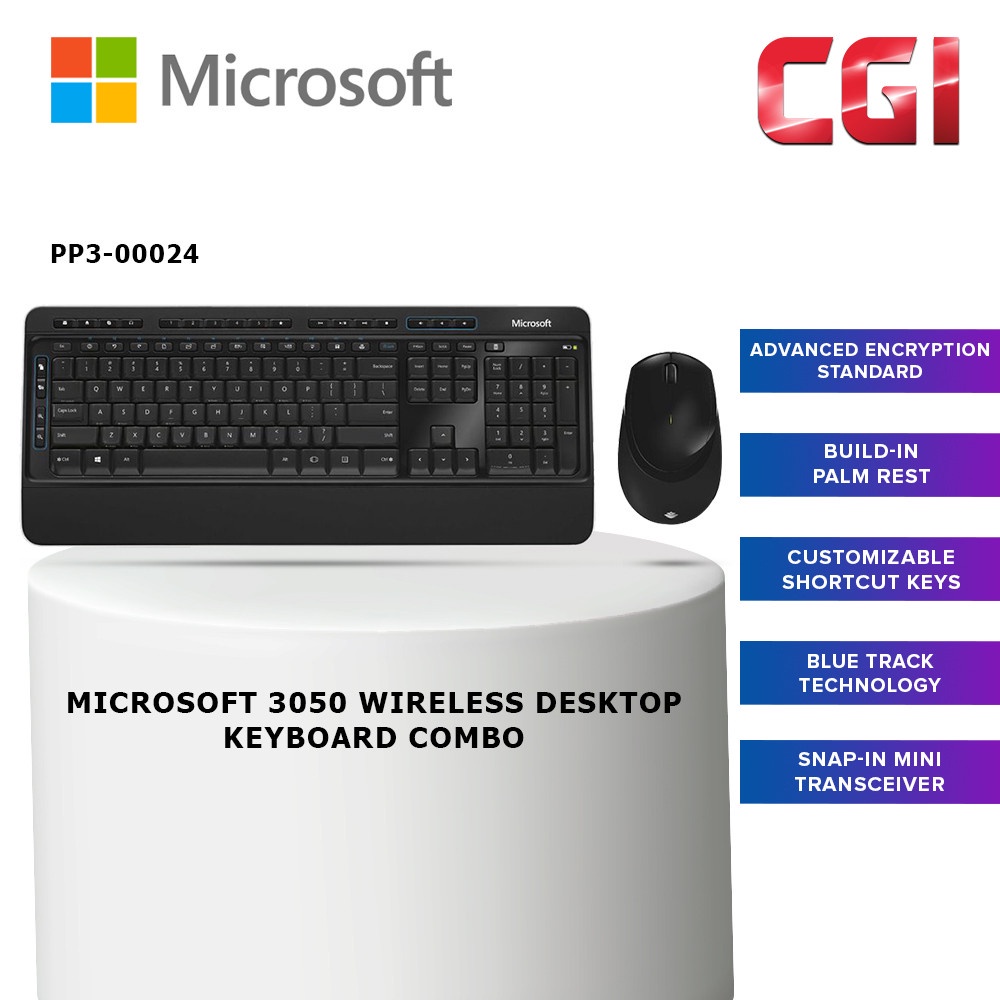 Microsoft 3050 Wireless Desktop Keyboard Combo (PP3-00024) | Shopee ...