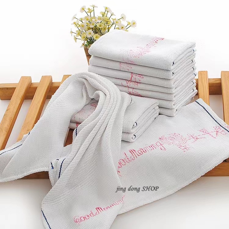 12PCS Good morning towel Hand towel white color Plain design 100%cotton ...