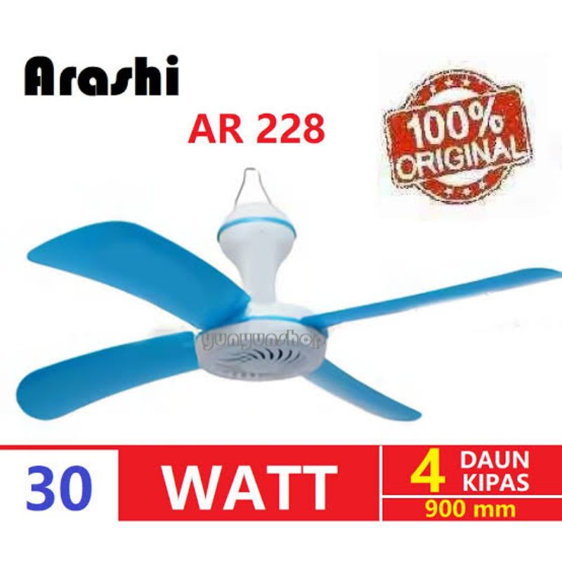 Fan Wind Hanging CEILING FAN ARASHI HELIFAN 04 4 Leaf 30 WATT 900MM ...