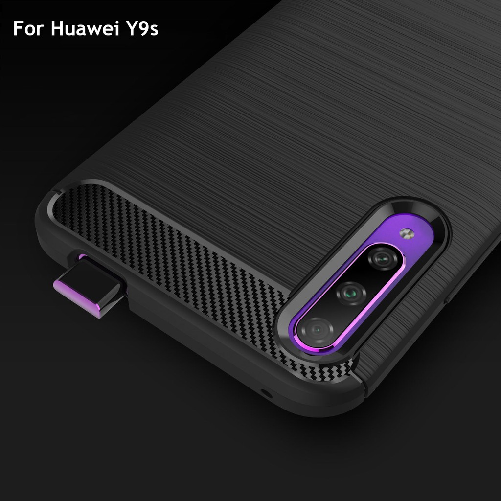 Huawei Y9s Soft Carbon Fiber Shockproof Slim Back Protective Case Cover ...