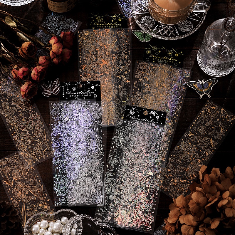 ENWEI 3 Sheets Moonfield Star Series Plant Deco Stickers Scrapbooking ...