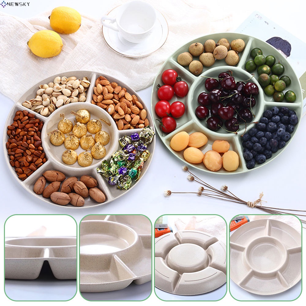 6-Compartment Food Storage Tray Dried Fruit Snack Plate Appetizer ...