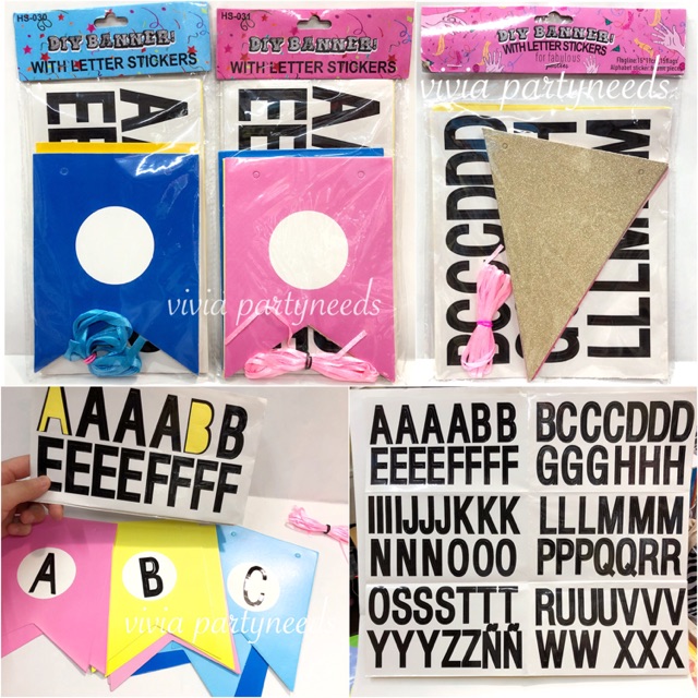 Gender Reveal DIY Letter Banner 82pcs alphabet A-Z & 15pcs cardboard ...
