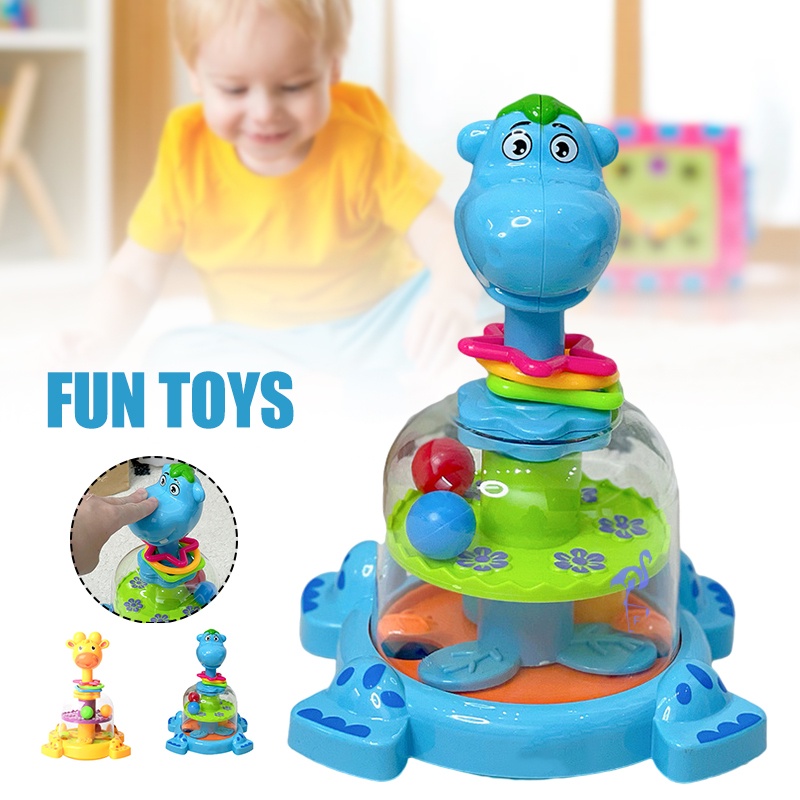 Push and Spin Ball Spinner Toy for Toddlers Cartoon Animal Fun Ball ...
