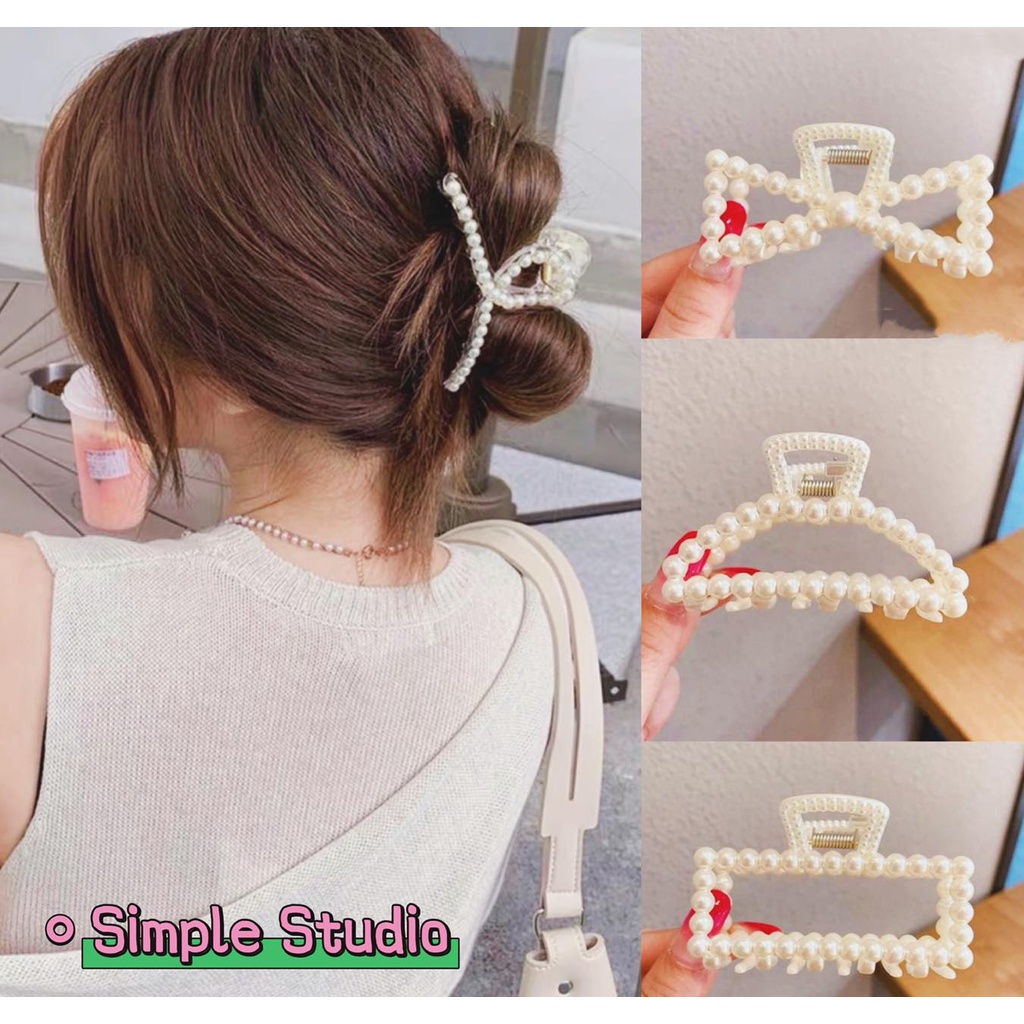Simple Studio Gold Hair Clip Artificail Pearl Ponytail Hair Clamp good ...