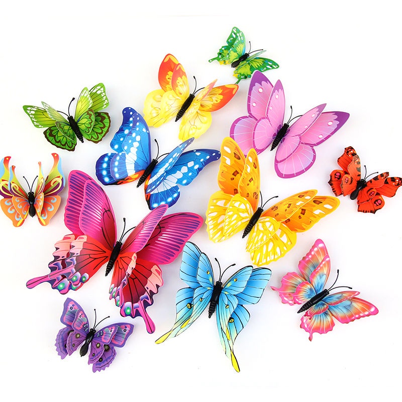 12 pcs 3d Wallpaper Butterfly Sticker Art Decal DIY Wall Ceiling Home ...