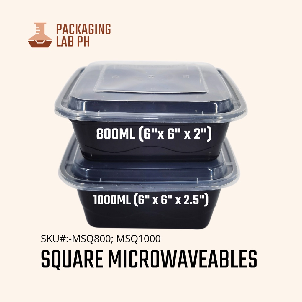 [10pcs] Black Square Plastic Microwaveable Container | Shopee Philippines