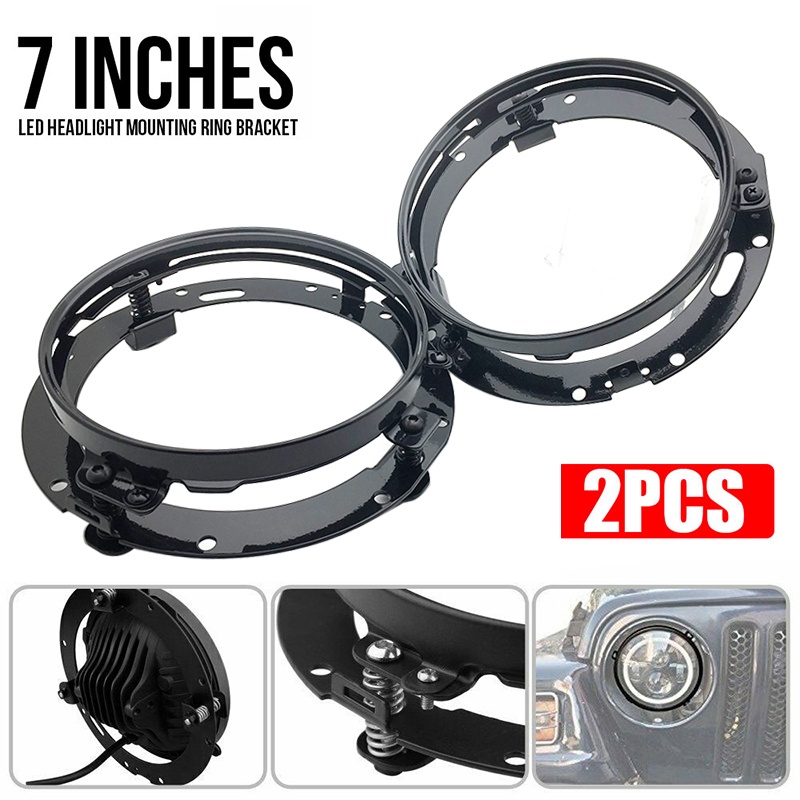 7 Inch Black/Chrome Round LED Headlight Adapter Mounting Ring Bracket ...