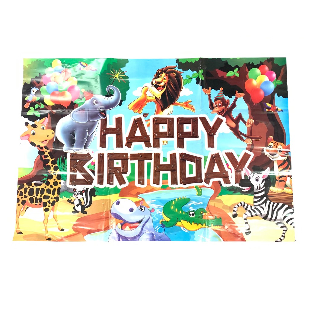 jungle safari animals poster banner size 89*58 cm for birthday party ...