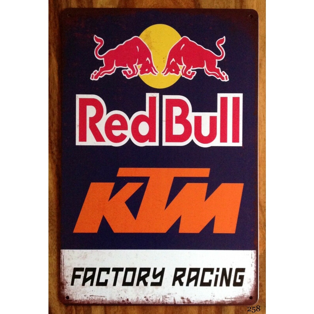 Red Bull KTM Factory Racing Motorcycle Metal Garage Sign Plaque Vintage ...