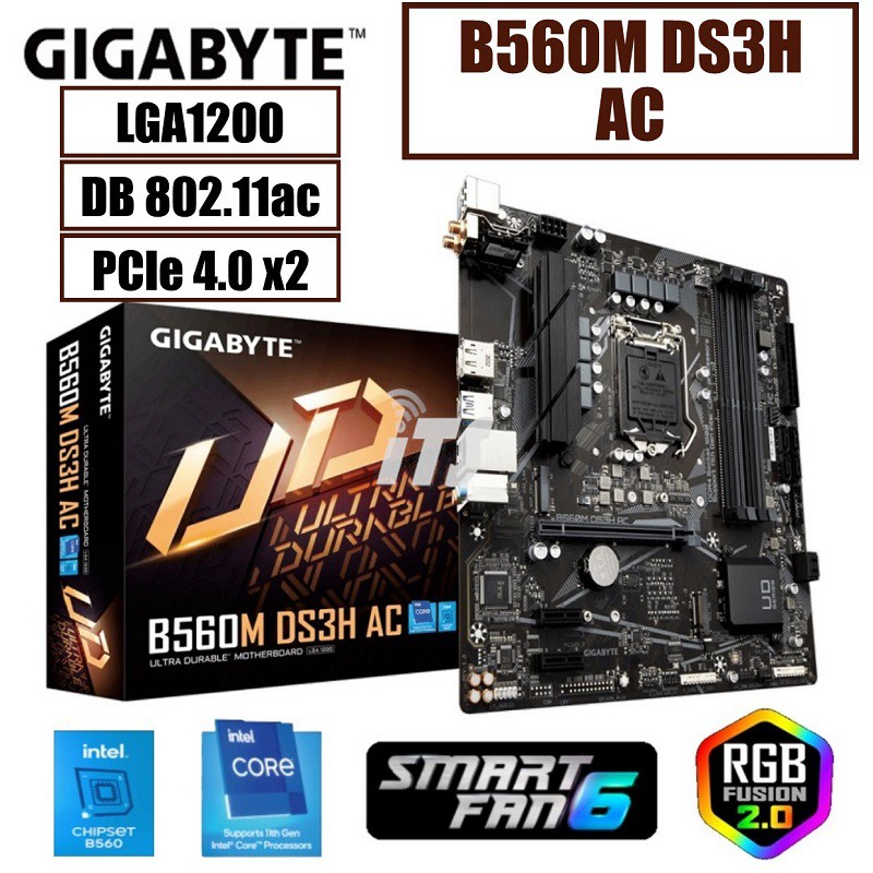 Gigabyte B560M DS3H AC LGA1200 Mainboard - 10th & 11th Gen | Shopee ...