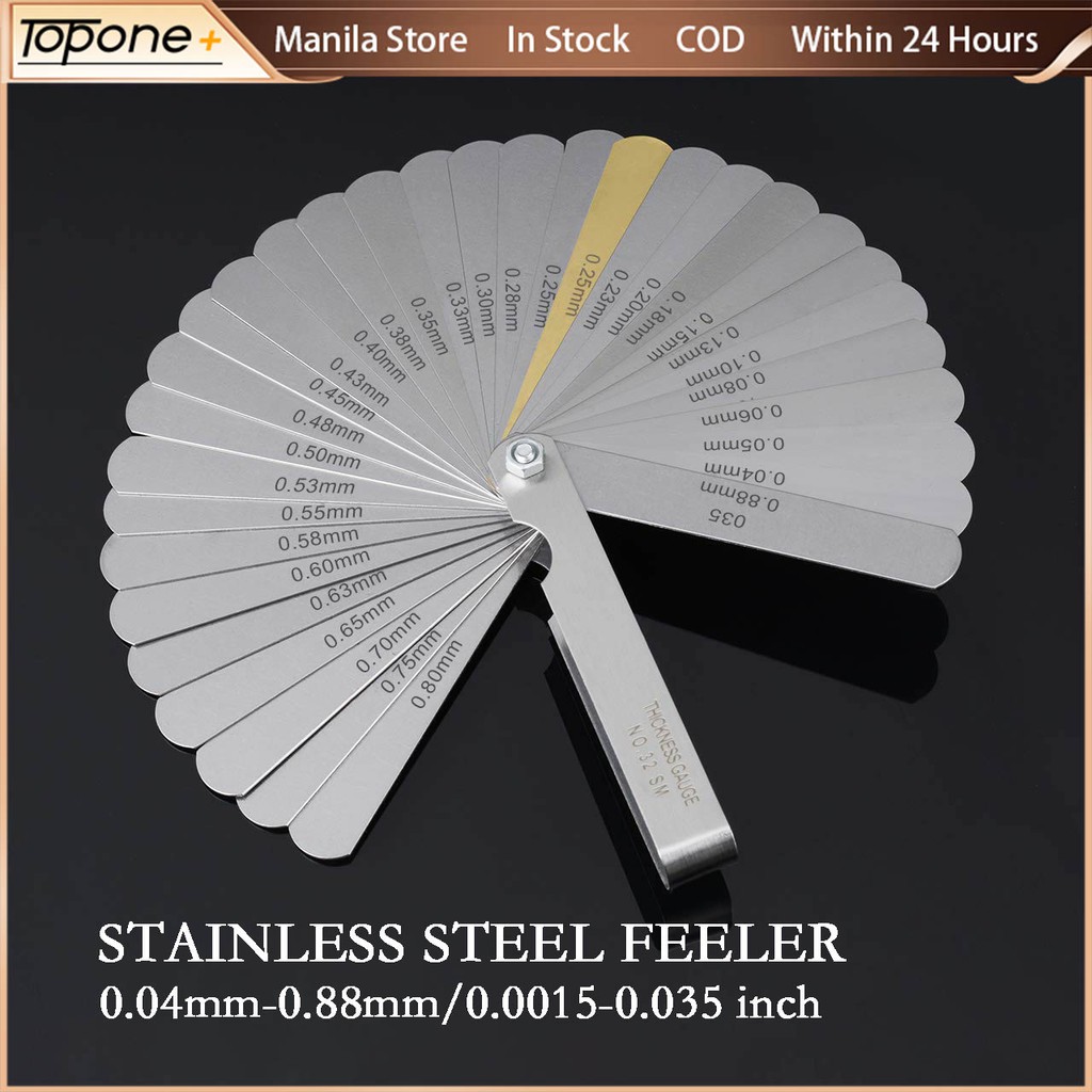 32pc Blades Feeler Gauge Universal Thickness Gage Set 0.04-0.88mm ...