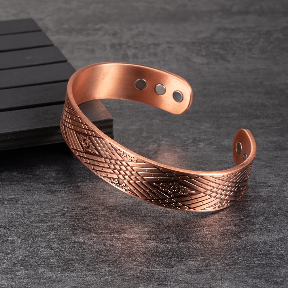 Pure Copper Magnetic Bracelet Arthritis 15mm Wide Adjustable Cuff ...