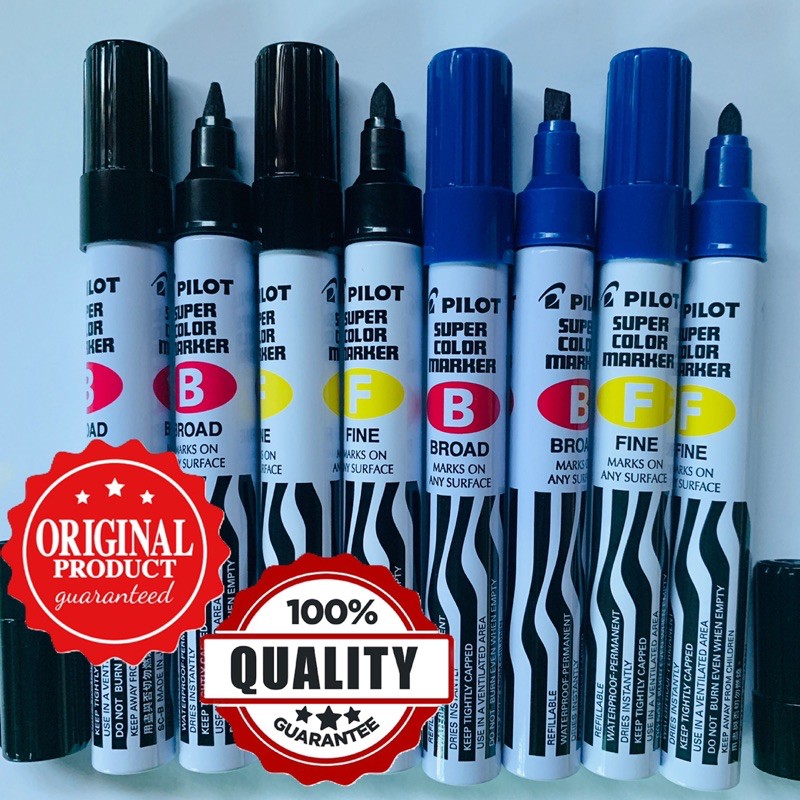 Pilot Permanent Marker Broad/Fine Black/Blue | Shopee Philippines