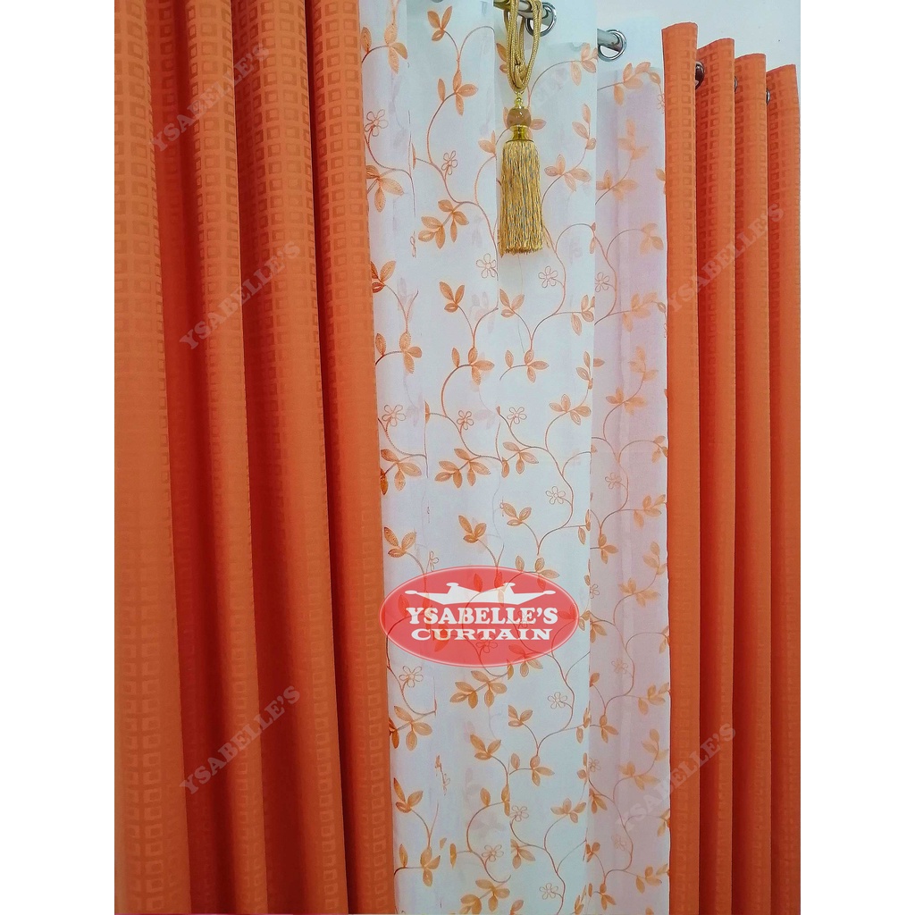 1PC YSABELLE ECHANTRESS ORANGE DAISY CURTAIN, RING GROMMET TOP STYLE ...