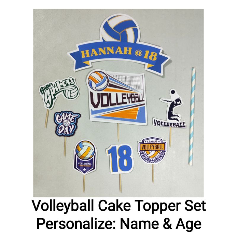 Volleyball Party Cake Toppers/Banner, Backdrop Set (High-Quality ...