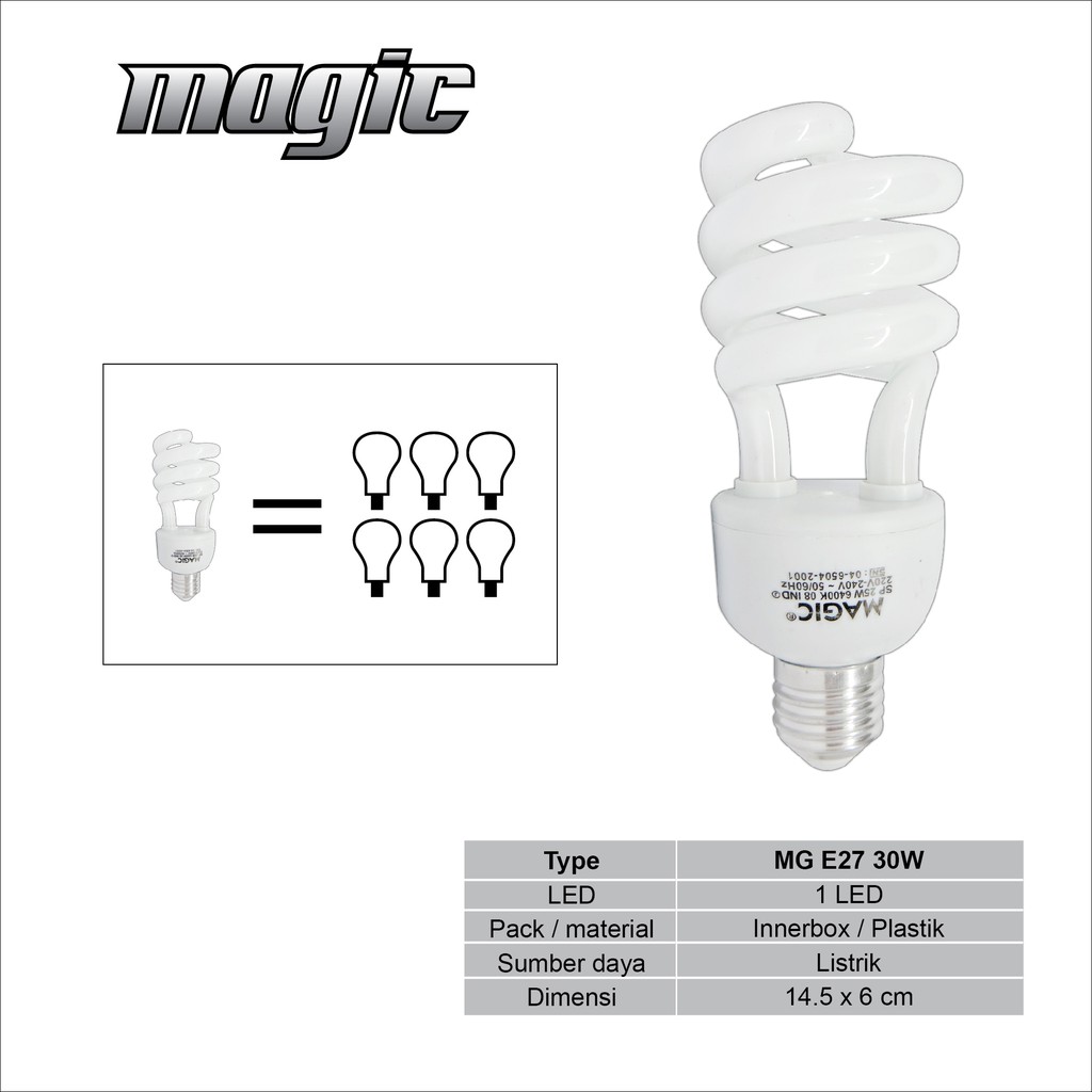 M2000 MAGIC 30w Spiral LED Light Bulb | Mgspiral30 | Shopee Philippines