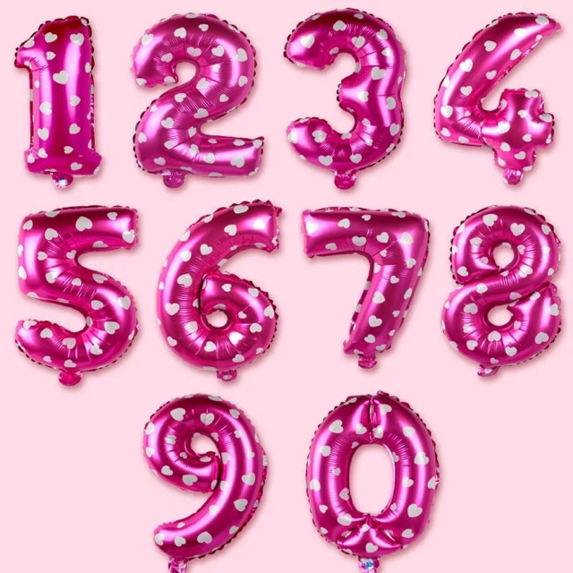 14" number balloon pink w/heart (0-9) | Shopee Philippines