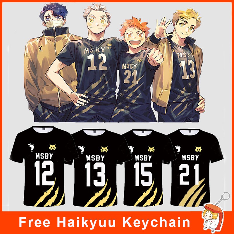 COD+READY! Haikyuu MSBY Jersey BJ T-shirt Cosplay Short Sleeve Costume ...