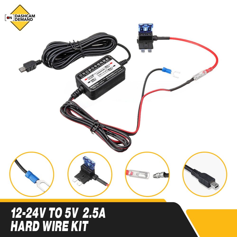 12-24V To 5V 2.5A Car Dash Cam Charger Adapter Hard Wire Kit | Shopee ...