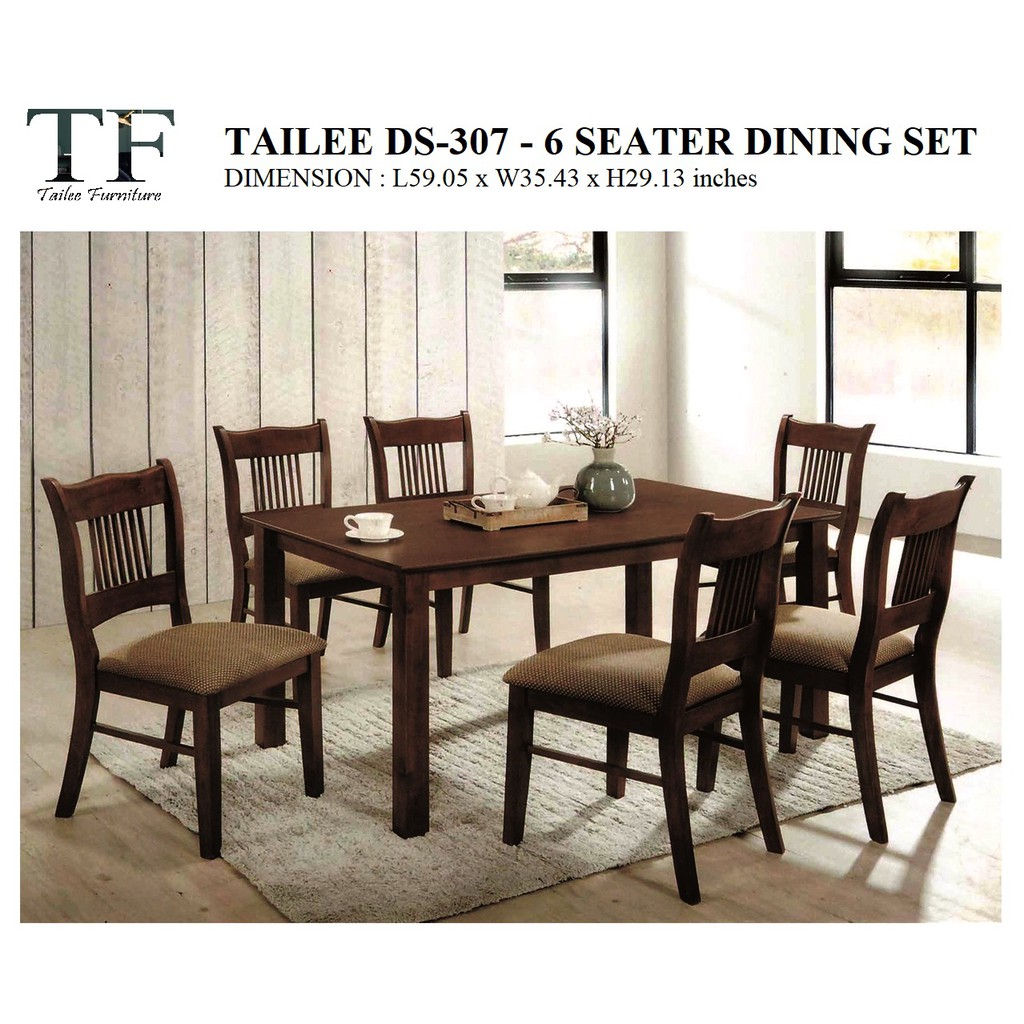 TAILEE - 4 AND 6 SEATER WOODEN DINING SET / CUSHION SEATPAD AND SOLID ...