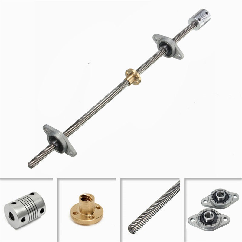T8 300mm Stainless Steel Rod Screw Set with Shaft Coupling and Mounted ...