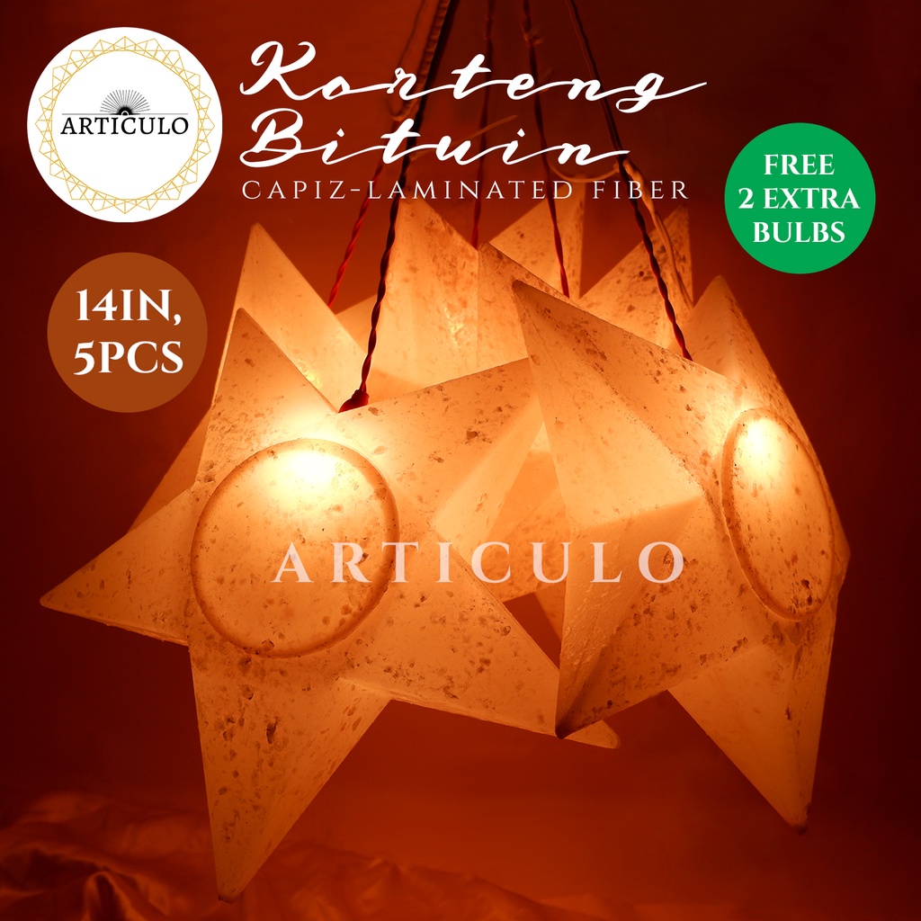 ARTICULO - capiz fiber 14 INCH KORTENG BITUIN ( 5pcs ) star shape ...