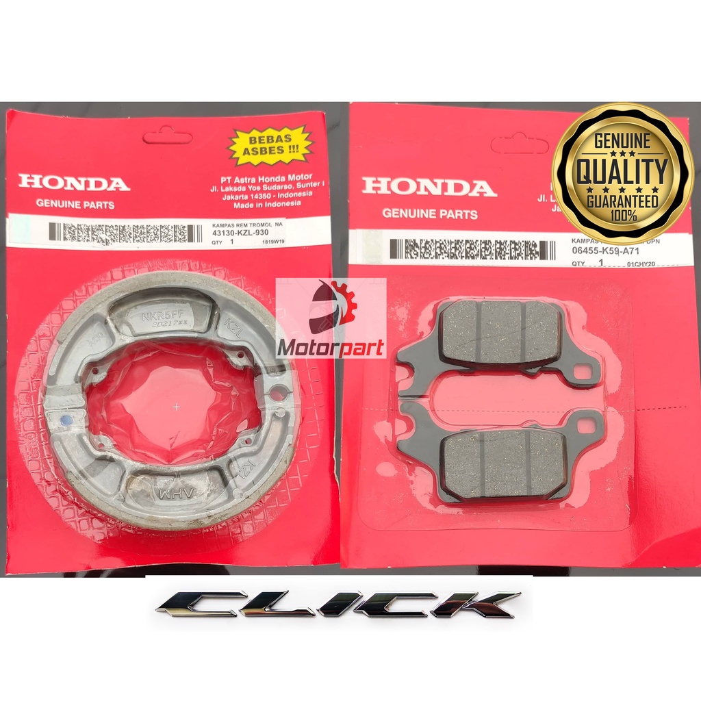 Genuine Brakeshoe And Brakepad Set For Honda Click 125/150 with spring ...