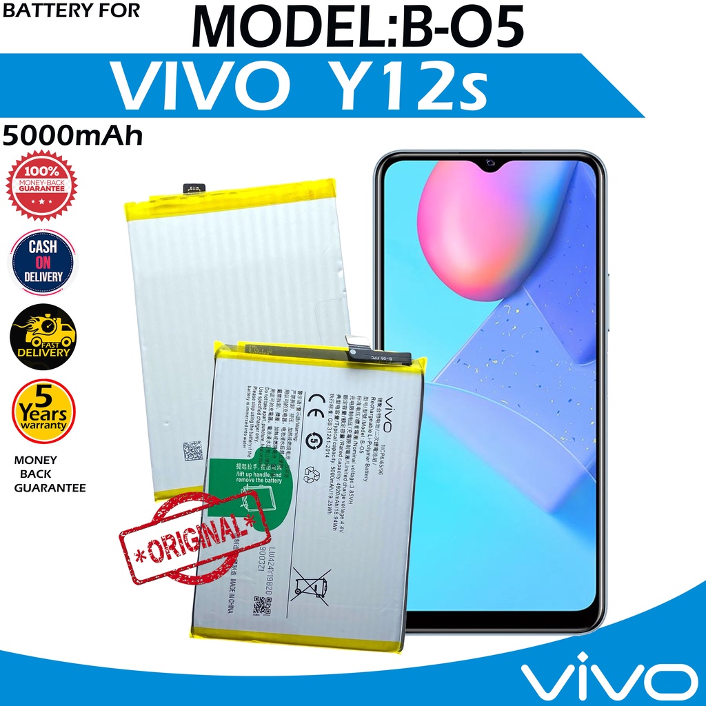 Vivo Y12s Battery Model B-O5 High Quality Capacity 5000mAh | Shopee ...