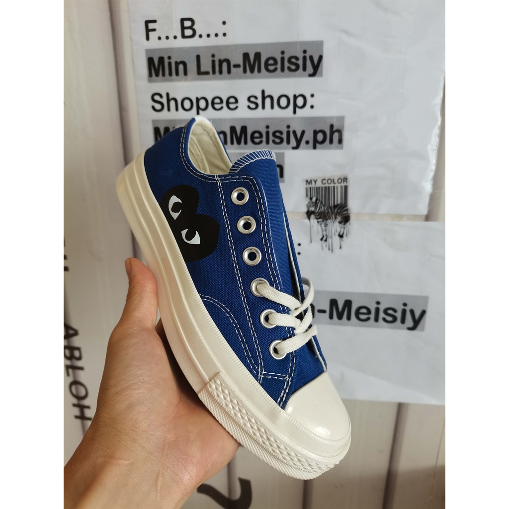 CDG PLAY x Converse 1970S ONE HEART BLUE LOW cut ,men women canvas ...