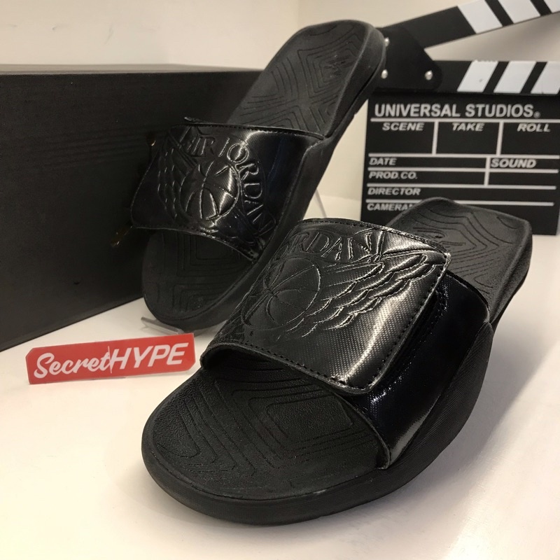 2018 Hydro 7 All Black Men Slipper Slide Jordan | Shopee Philippines