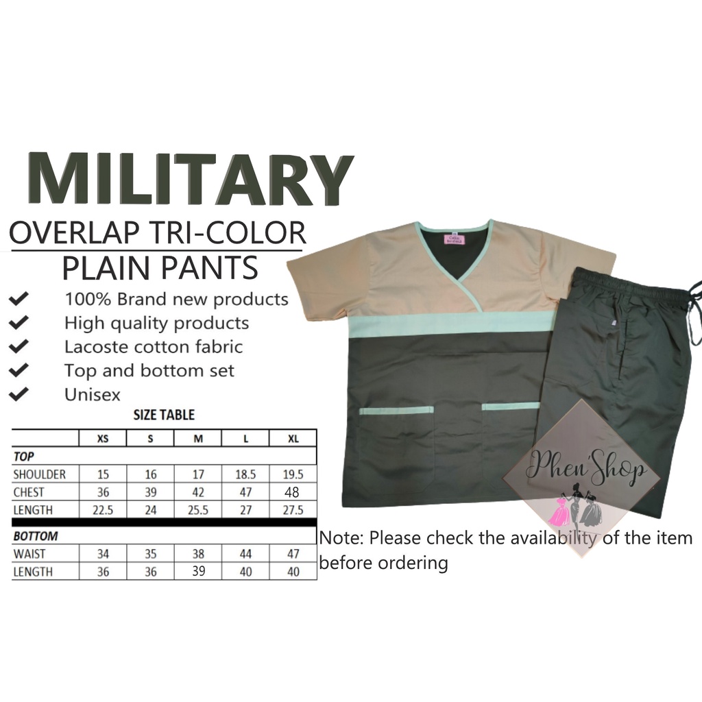 SCRUB SUIT SET OVERLAP TRI-COLOR ( MILITARY ) | Shopee Philippines
