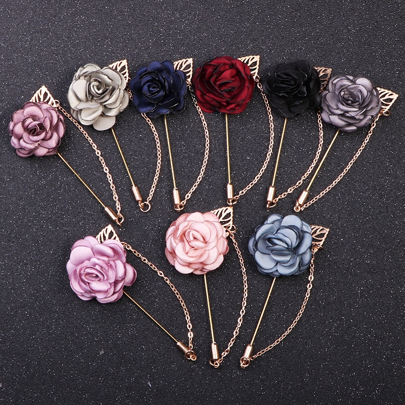 EFAN Cloth Flower Brooch Fashion Men's Female Wine Tassel Chain Pin ...