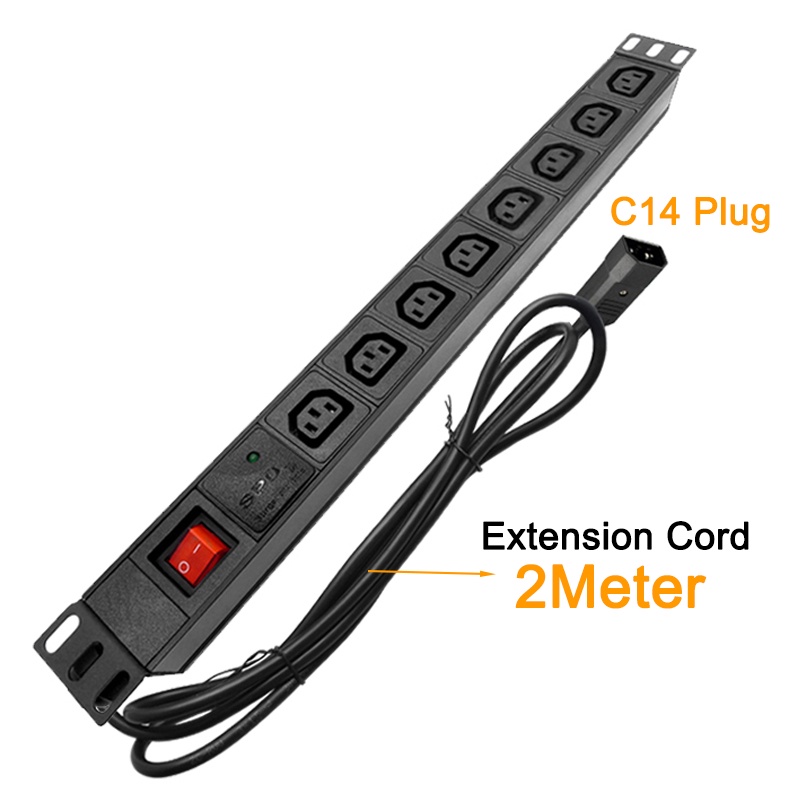 19" Rack Power Distribution Unit Power Supply Unit 8-Way Power Strip ...