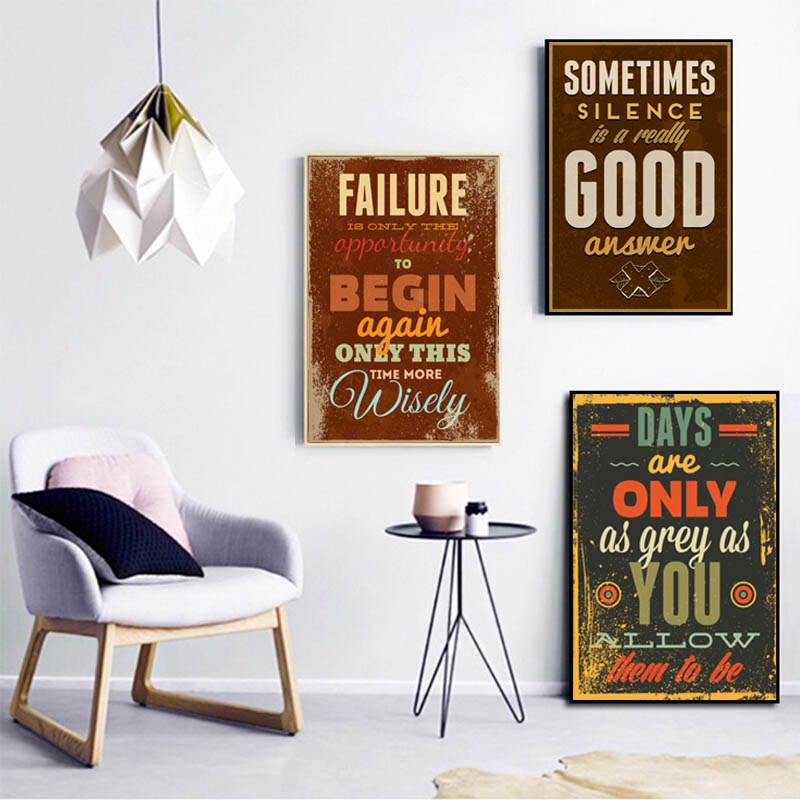 Frame 3pcs per Set Retro Vintage Wall Art Quotes Laminated Painting ...