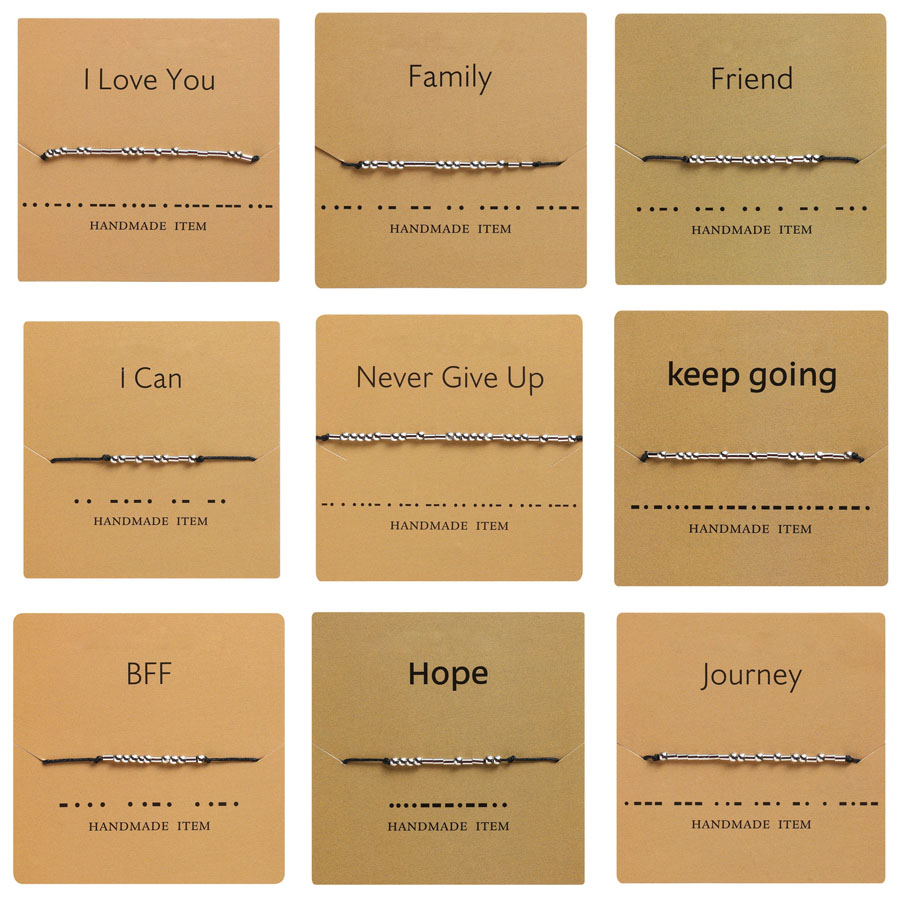 Morse Code Bracelet Packaging Card Paper for Women Men Charm Wristband ...